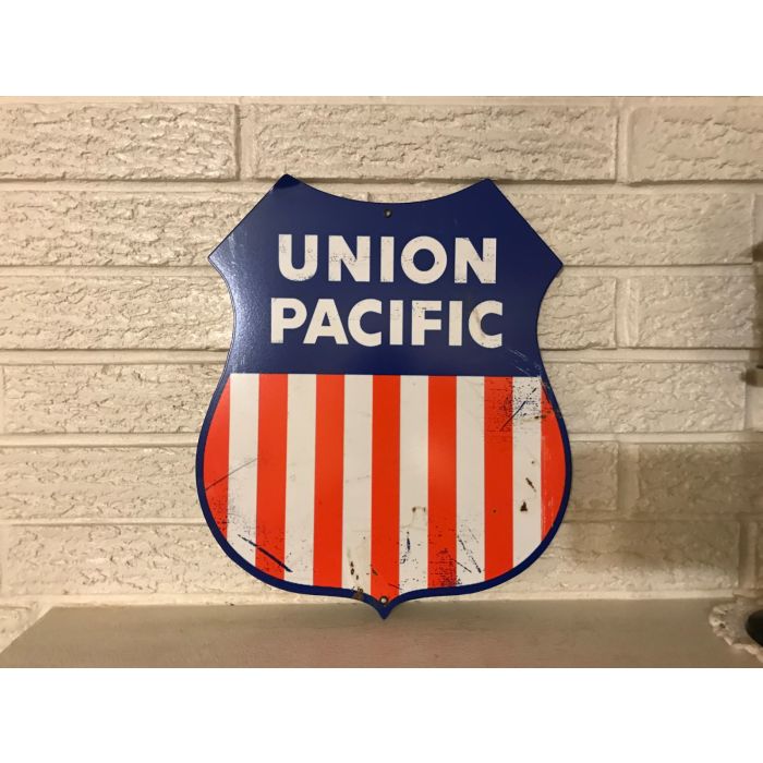 Antiqued Union Pacific Heavy steel Sign New UP Herald Railroad Sign DL