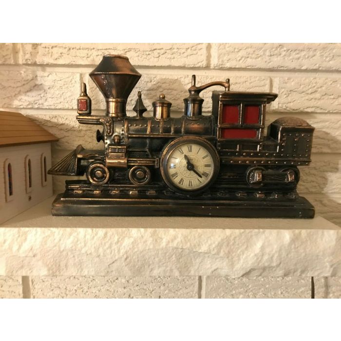 United Electric Heavy Brass lighted Train Locomotive clock, 8 1/2″x13 ...